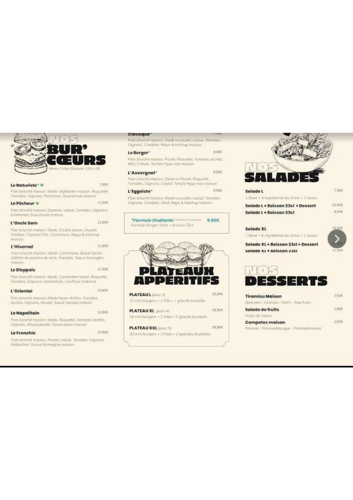 Carte et Menus 2024 - Bur'Coeur à Montpellier | TheFork