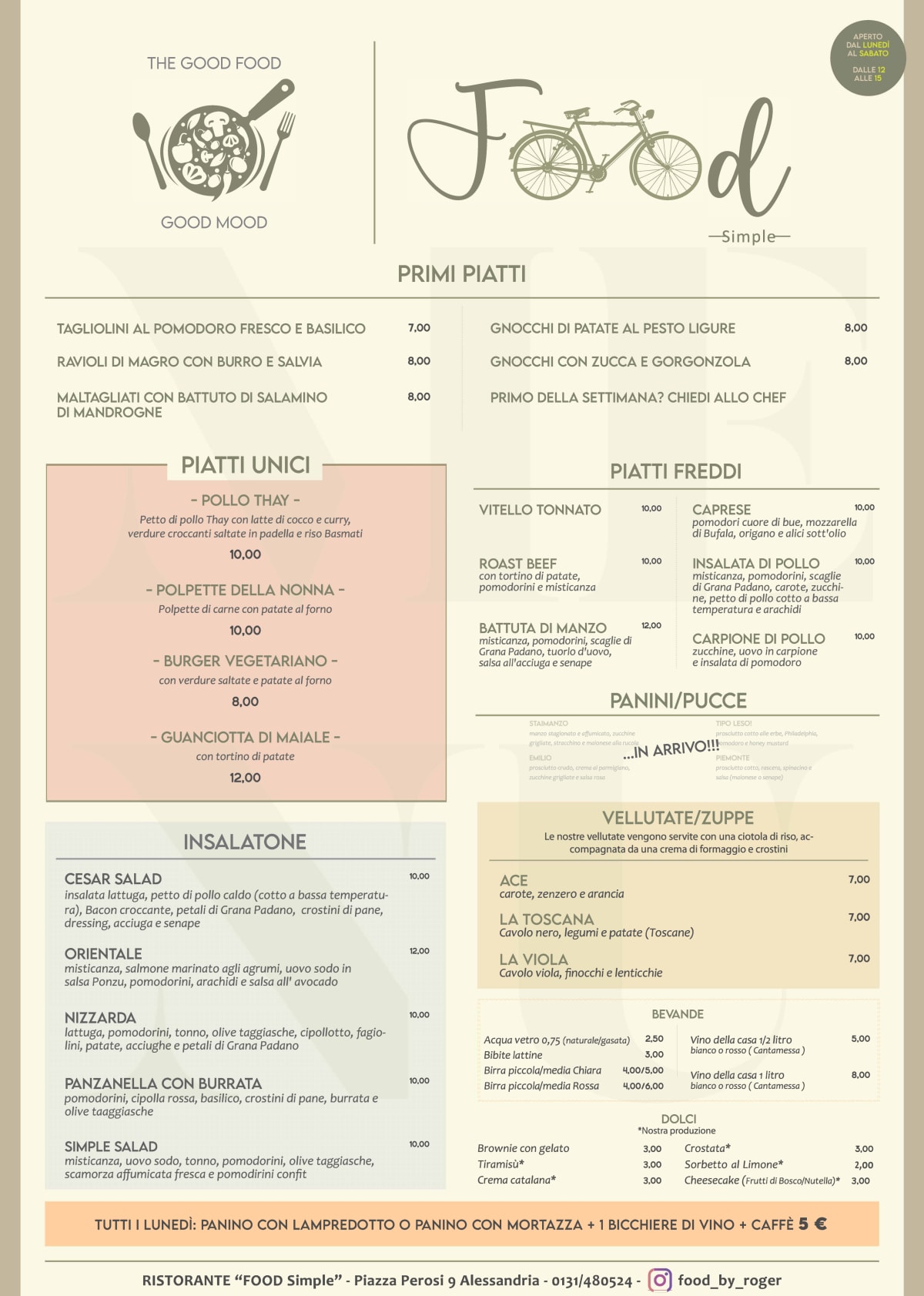 Menù completo e carta 2024 - Food simple a Alessandria | TheFork