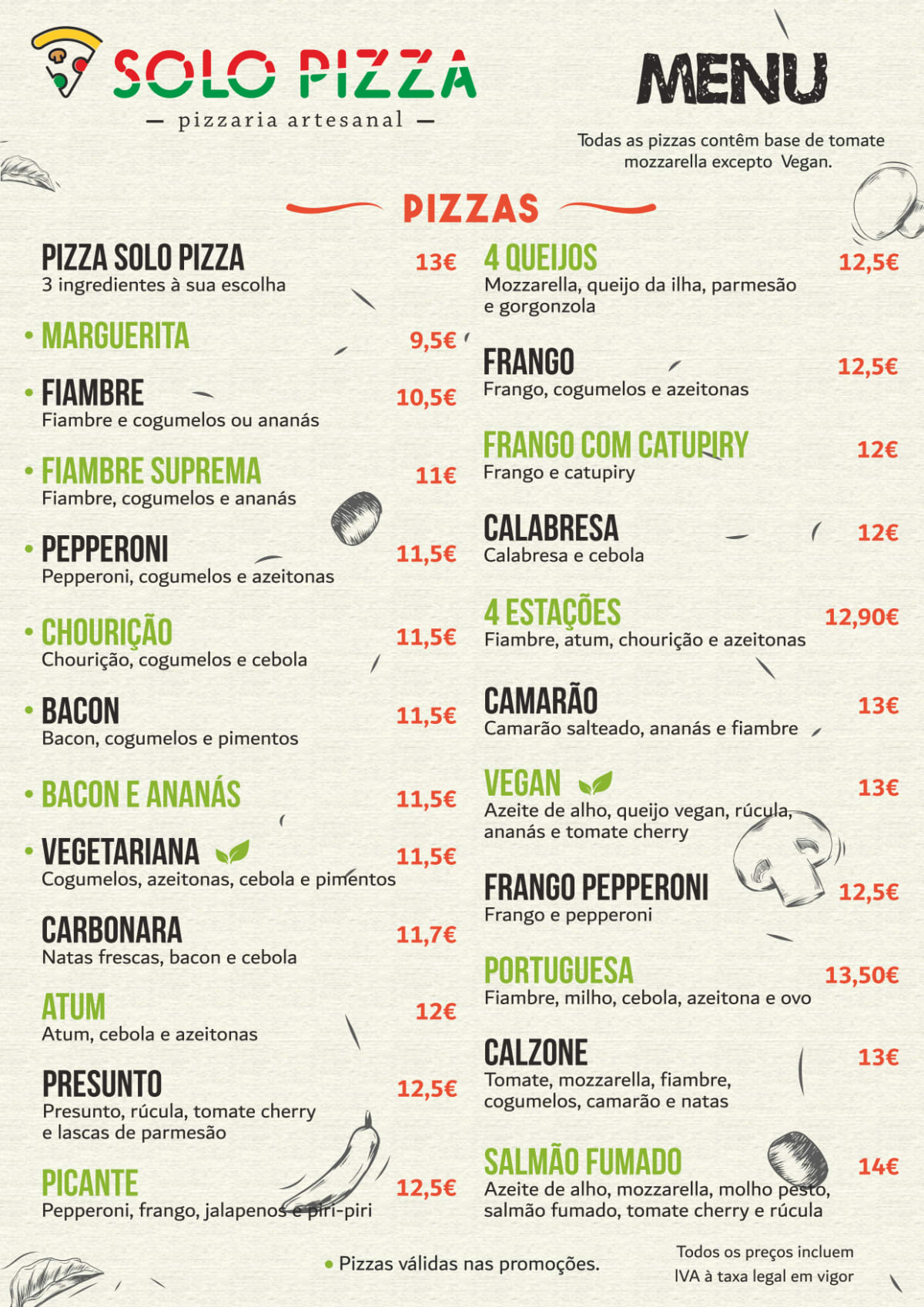 Carte et Menus 2024 - Solo Pizza Massamá à Queluz | TheFork