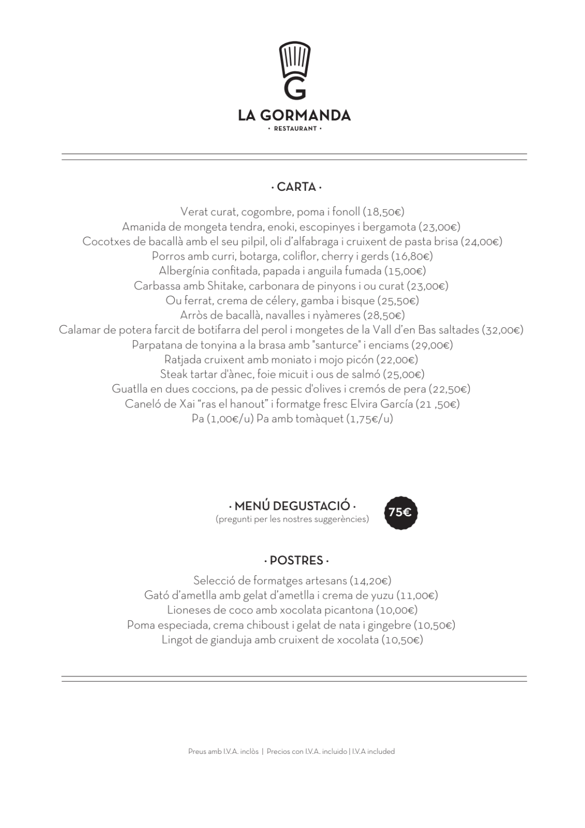Menu 2024 - La Gormanda in Barcelona | TheFork