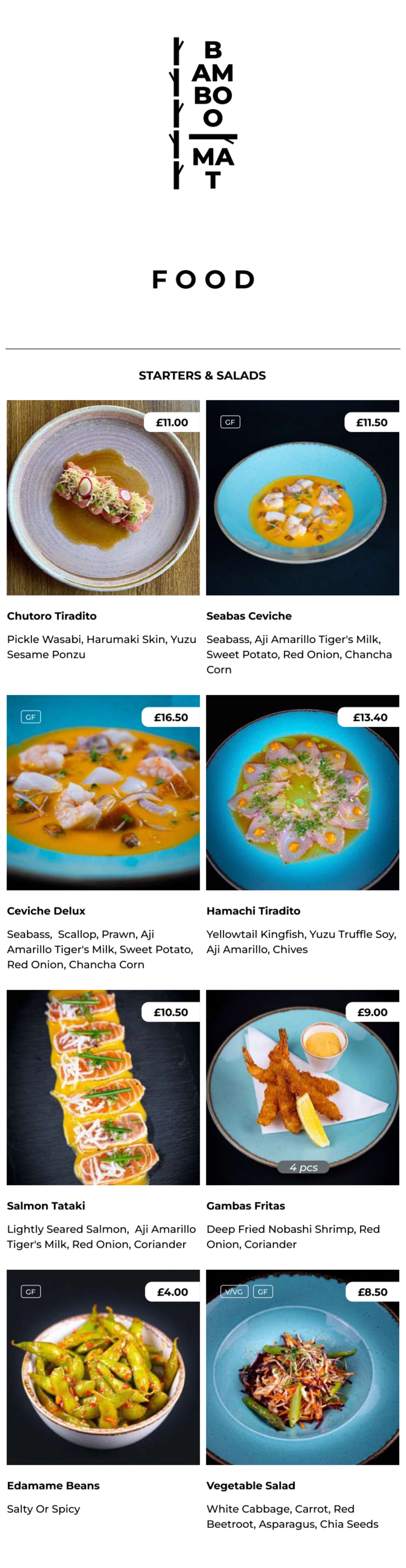 Carte et Menus 2024 - Bamboo-Mat Stratford à Londres | TheFork