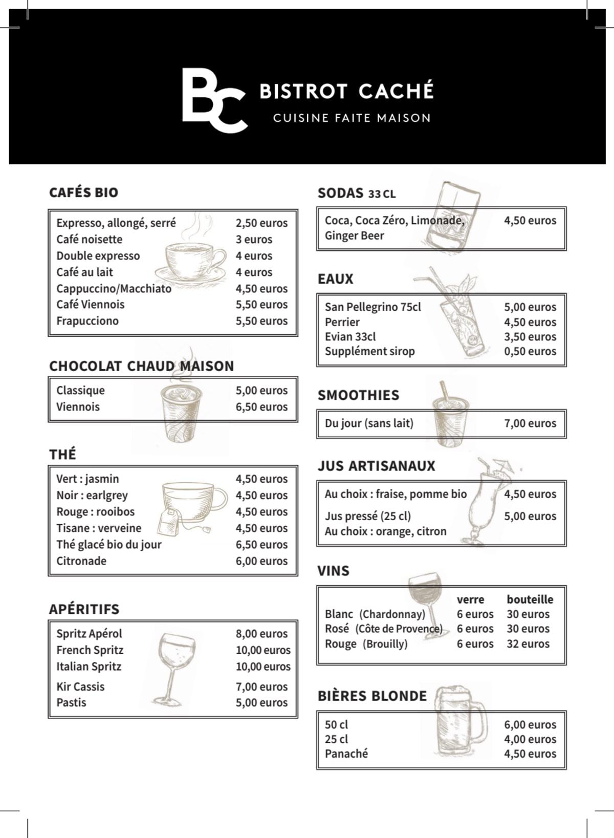 Carte et Menus 2024 - Bistrot Caché à Paris | TheFork