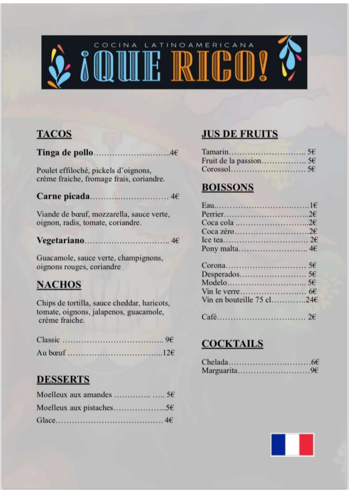 Menu 2024 - Que Rico in Perpignan | TheFork