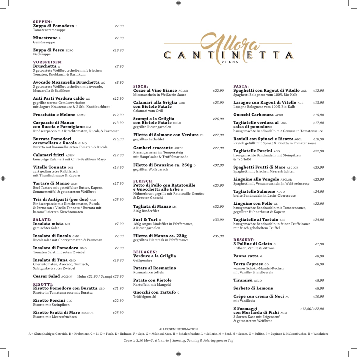 Carte et Menus 2024 - Cantinetta Allora à Vienne | TheFork