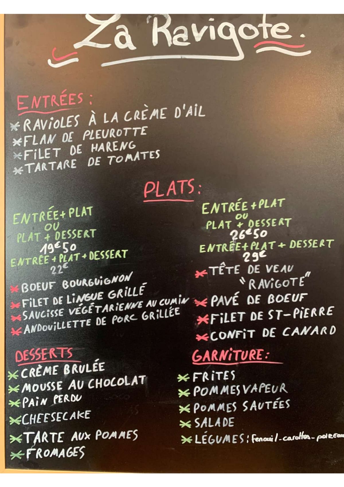 Carta y menù 2024 Actualizados - La Ravigote en Paris | TheFork