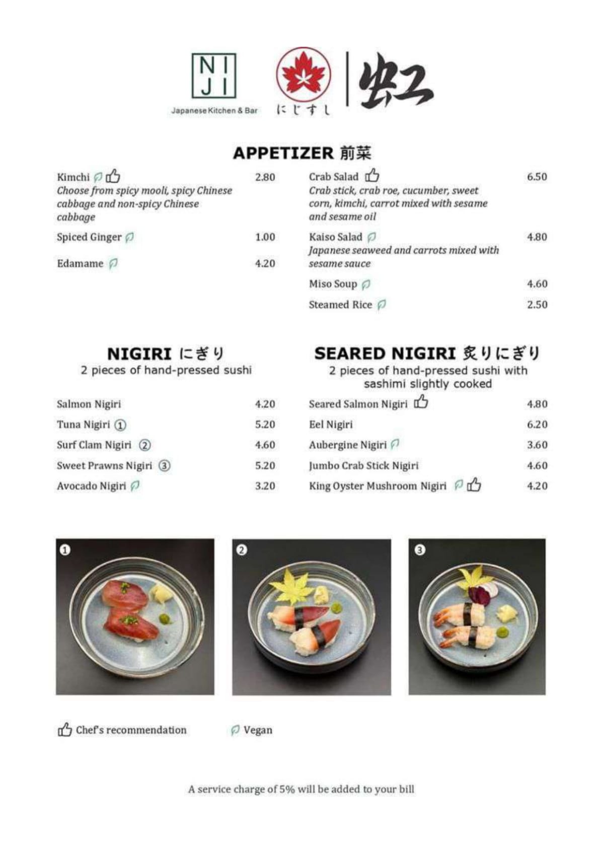 Menu 2024 - Niji Sushi Bristol in Bristol | TheFork