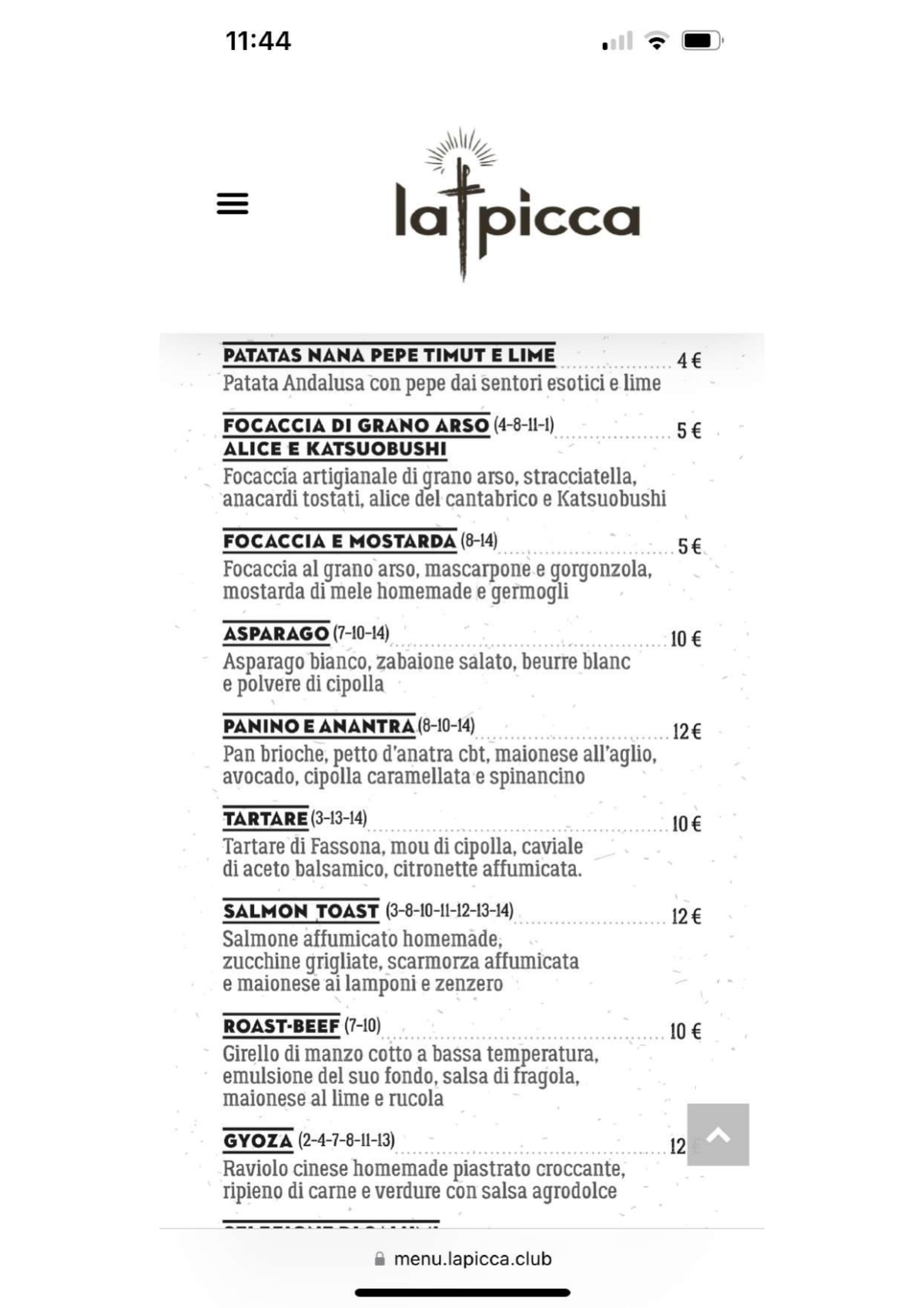 Menù completo e carta 2024 - La Picca a Jesi | TheFork