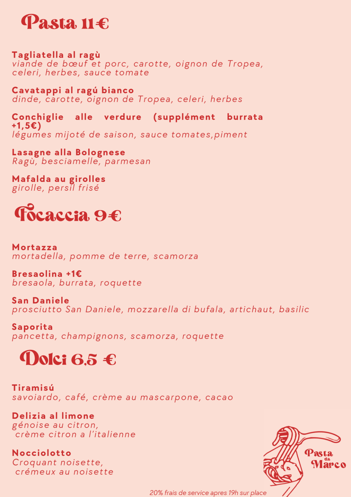 Menus 2024 - Pasta da Marco in Paris | TheFork