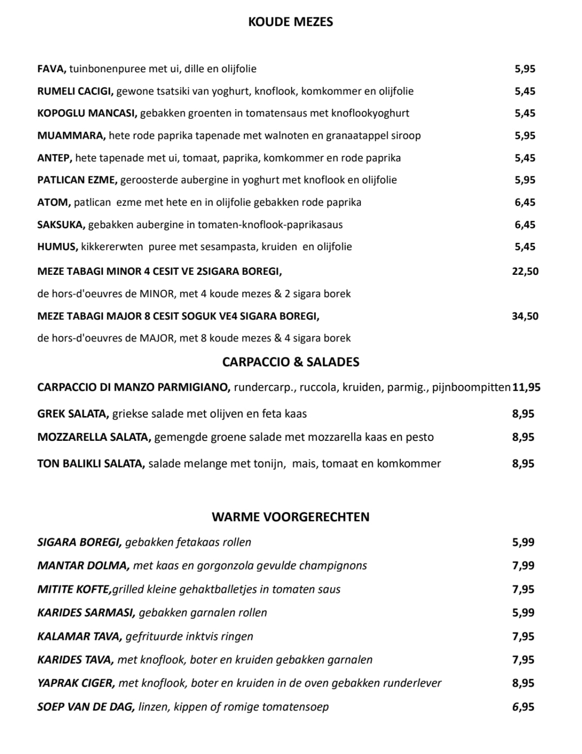 Menu 2024 - Bistro Bos in Amsterdam | TheFork