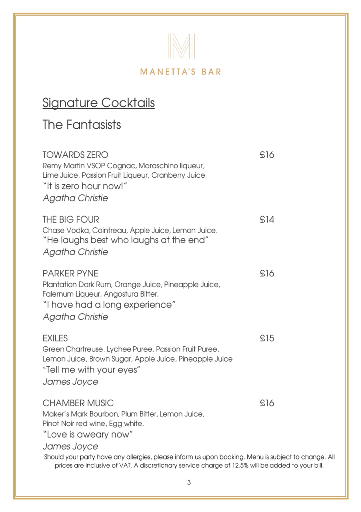 Menù completo e carta 2024 - Manetta's Bar a Londra | TheFork