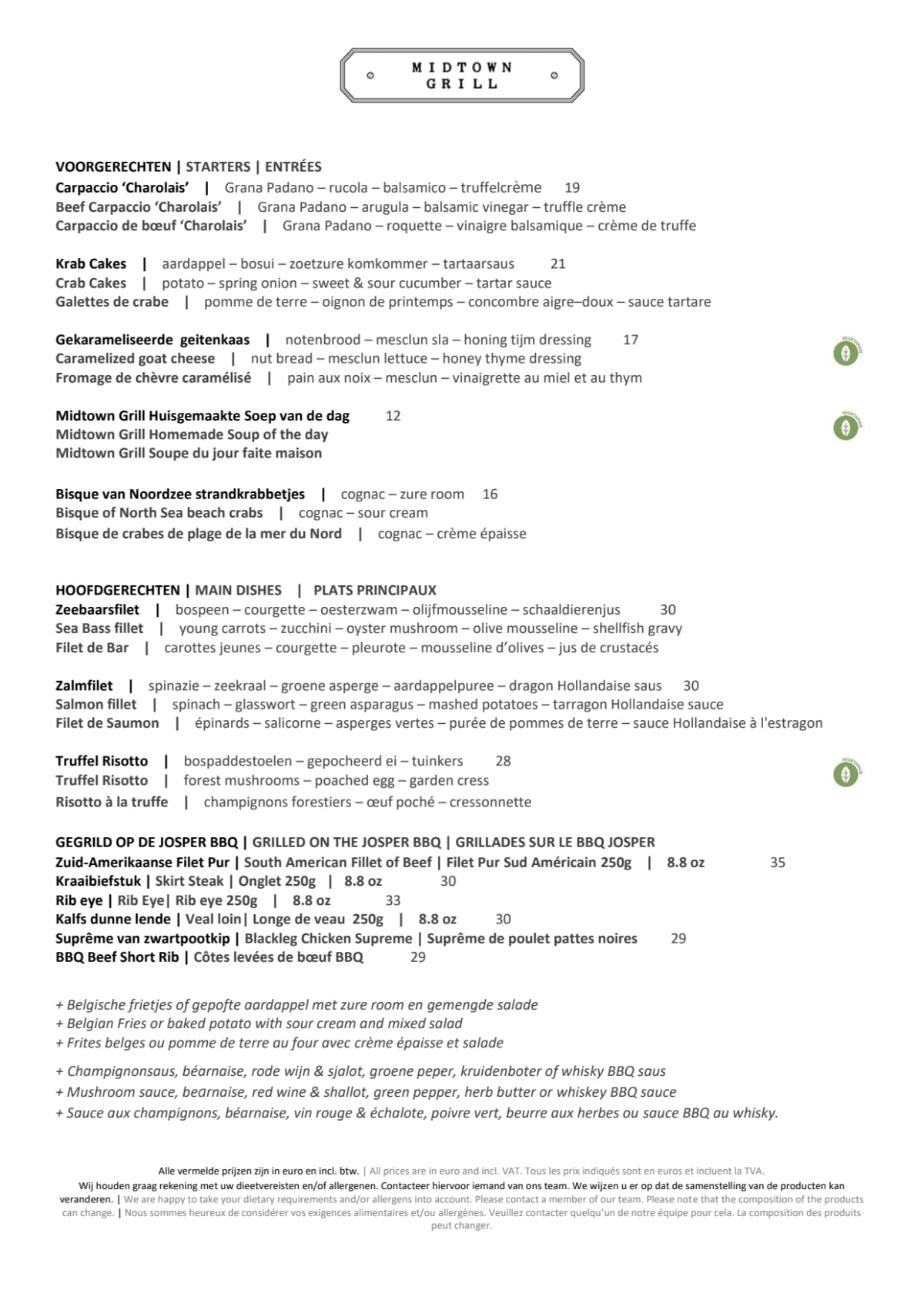 Menu 2023 - Midtown Grill Gent in Ghent | TheFork