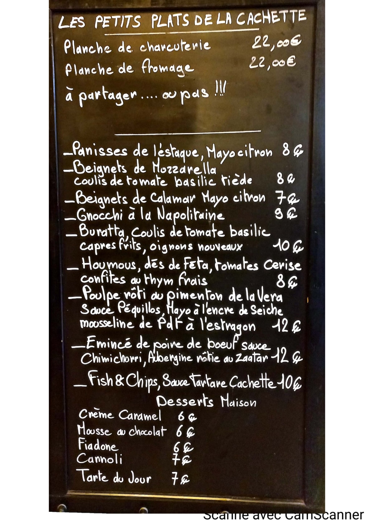 Menu 2024 - La Cachette in Marseille | TheFork