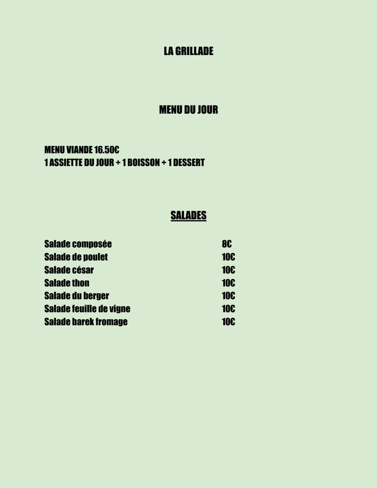 Menus 2024 - La Grillade in Lyon | TheFork