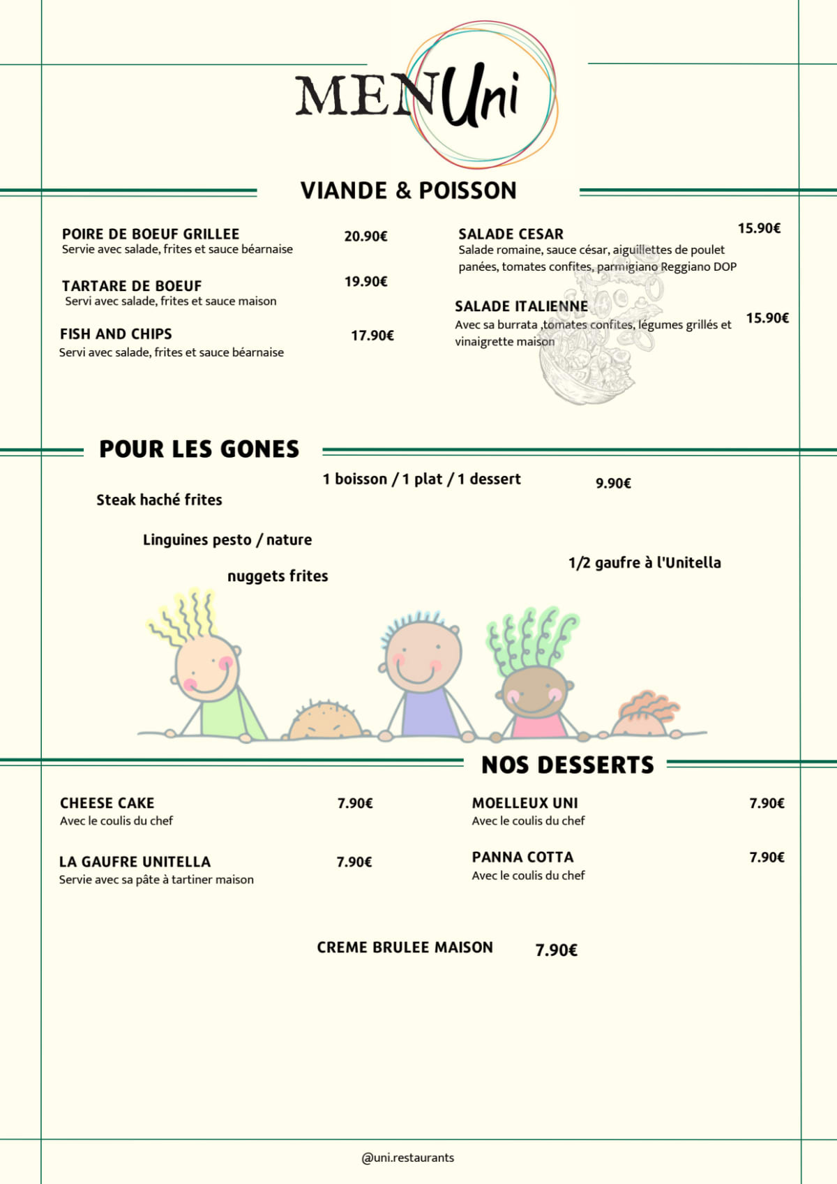 Speisekarte 2024 – UNI in Décines-Charpieu – TheFork