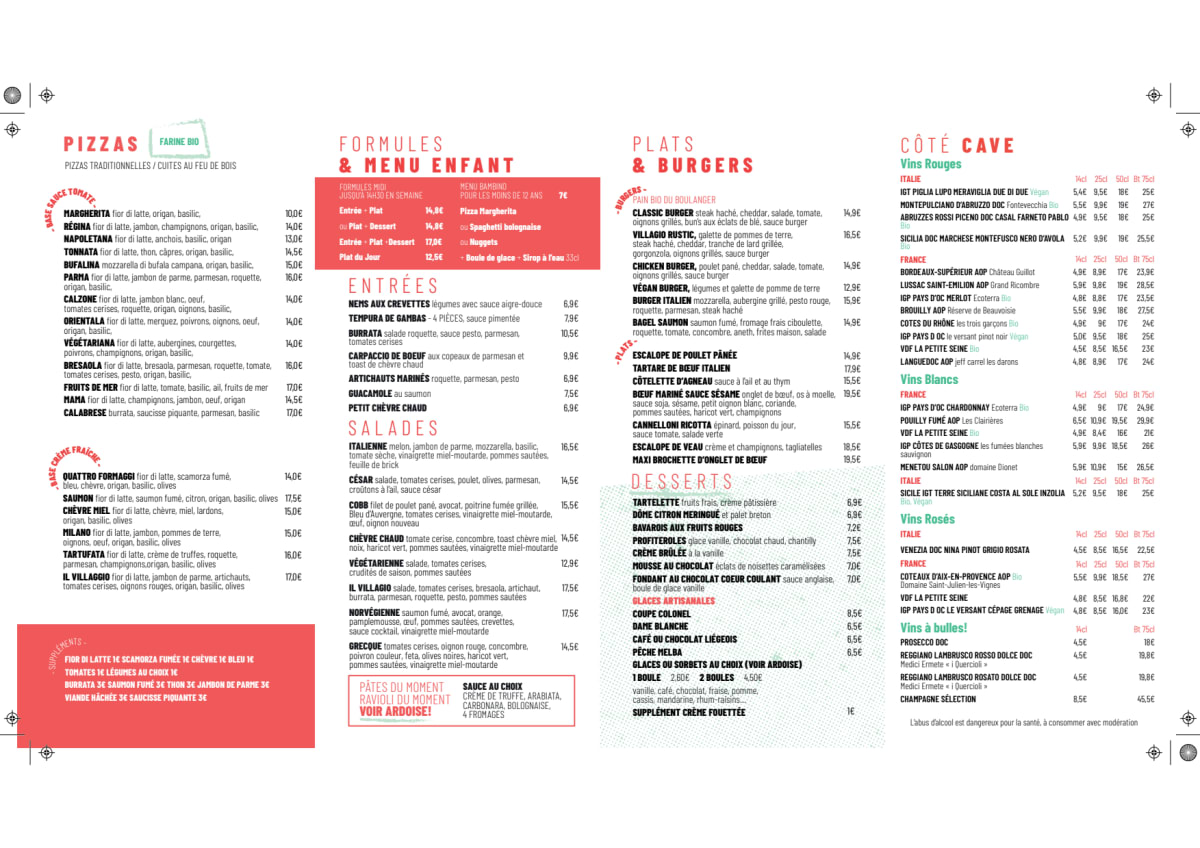 Menu 2024 - O'Villagio in Montreuil | TheFork