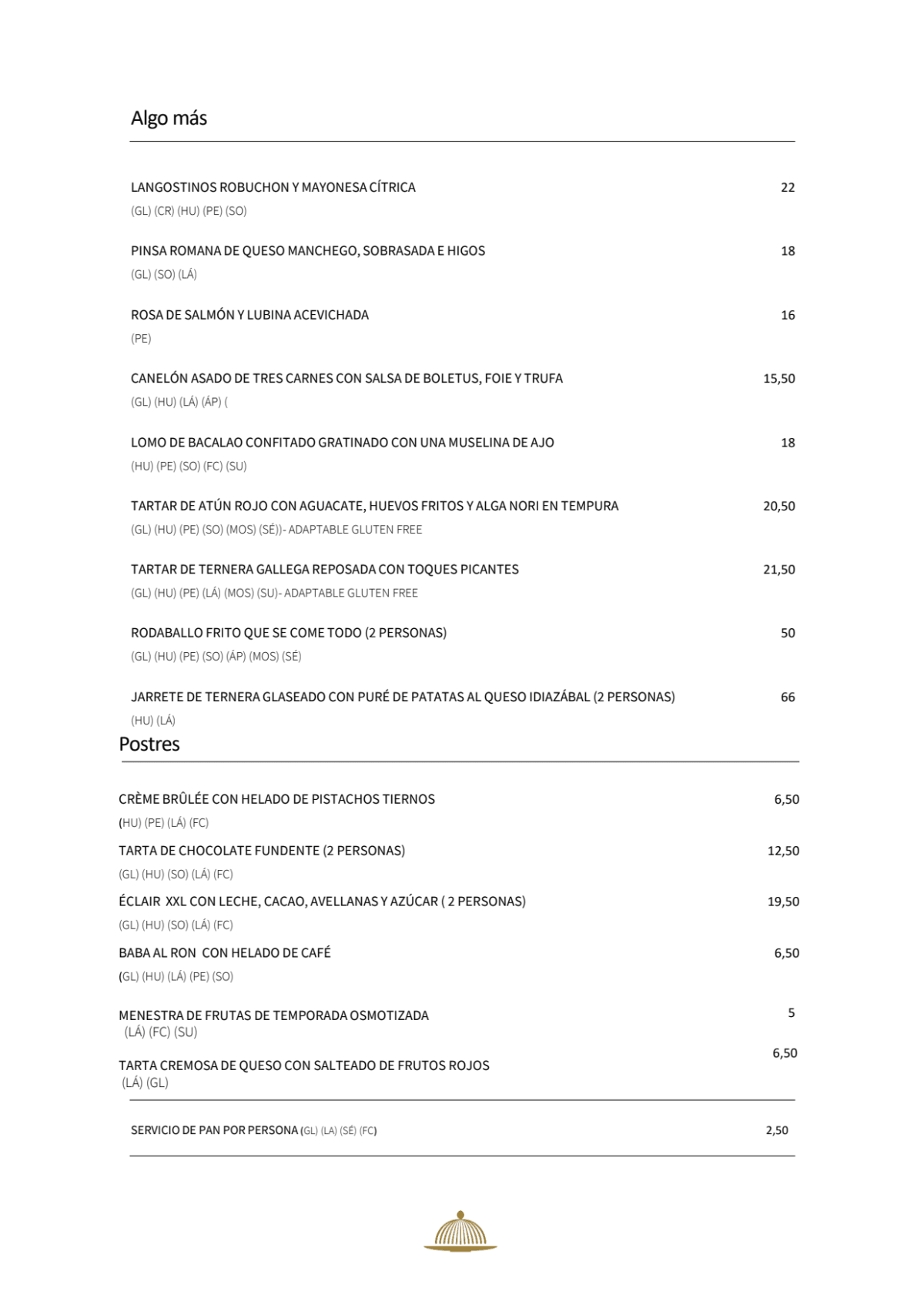 Menu 2024 - Papagena in Madrid | TheFork