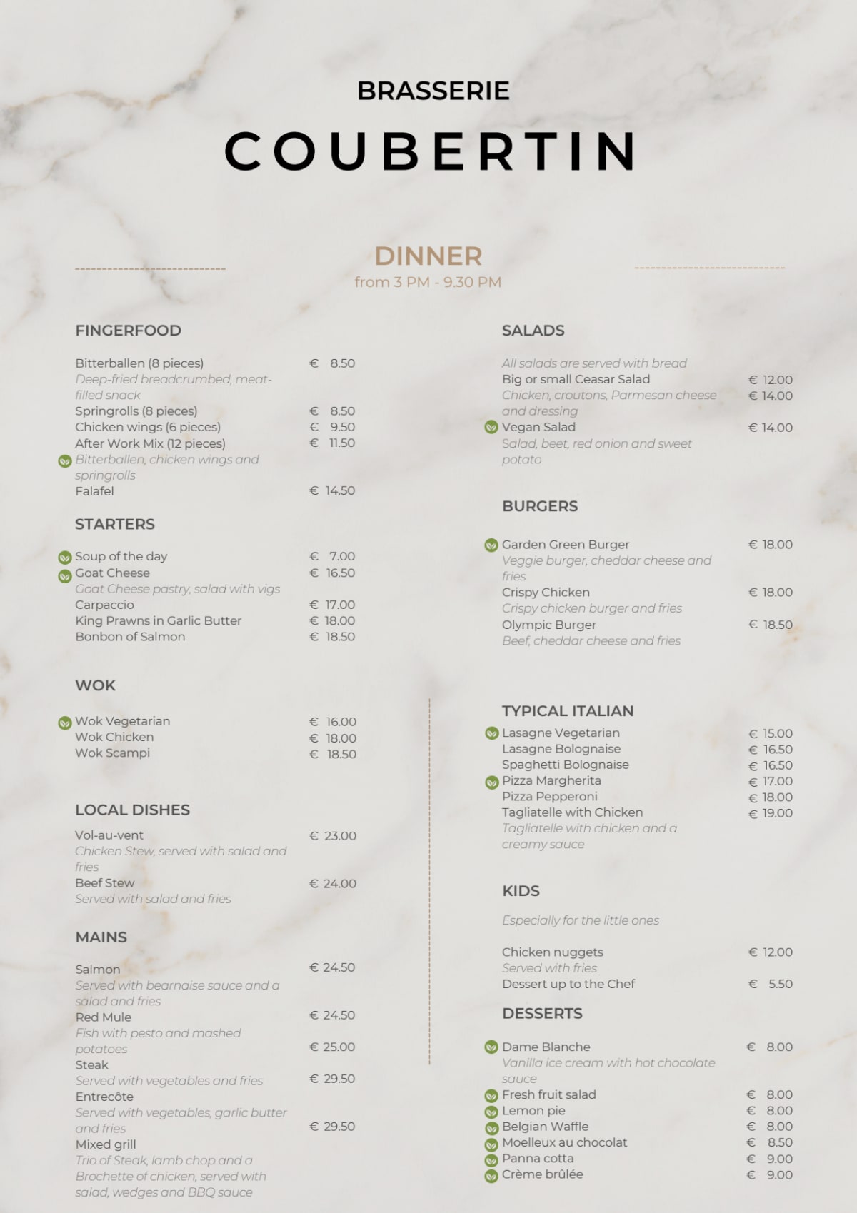 Menu 2024 - Brasserie Mercure Antwerp City South in Antwerpen | TheFork