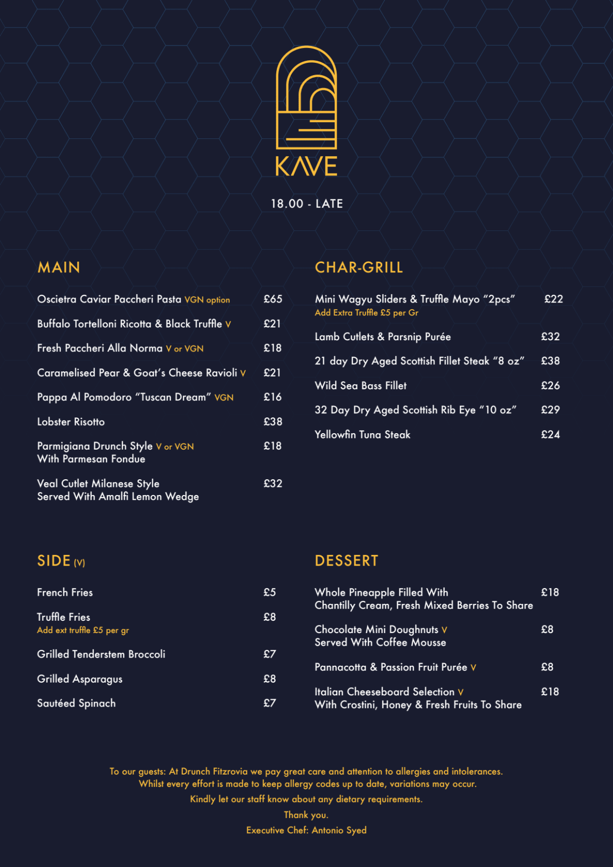 Carte et Menus 2023 - Kave London à Londres | TheFork