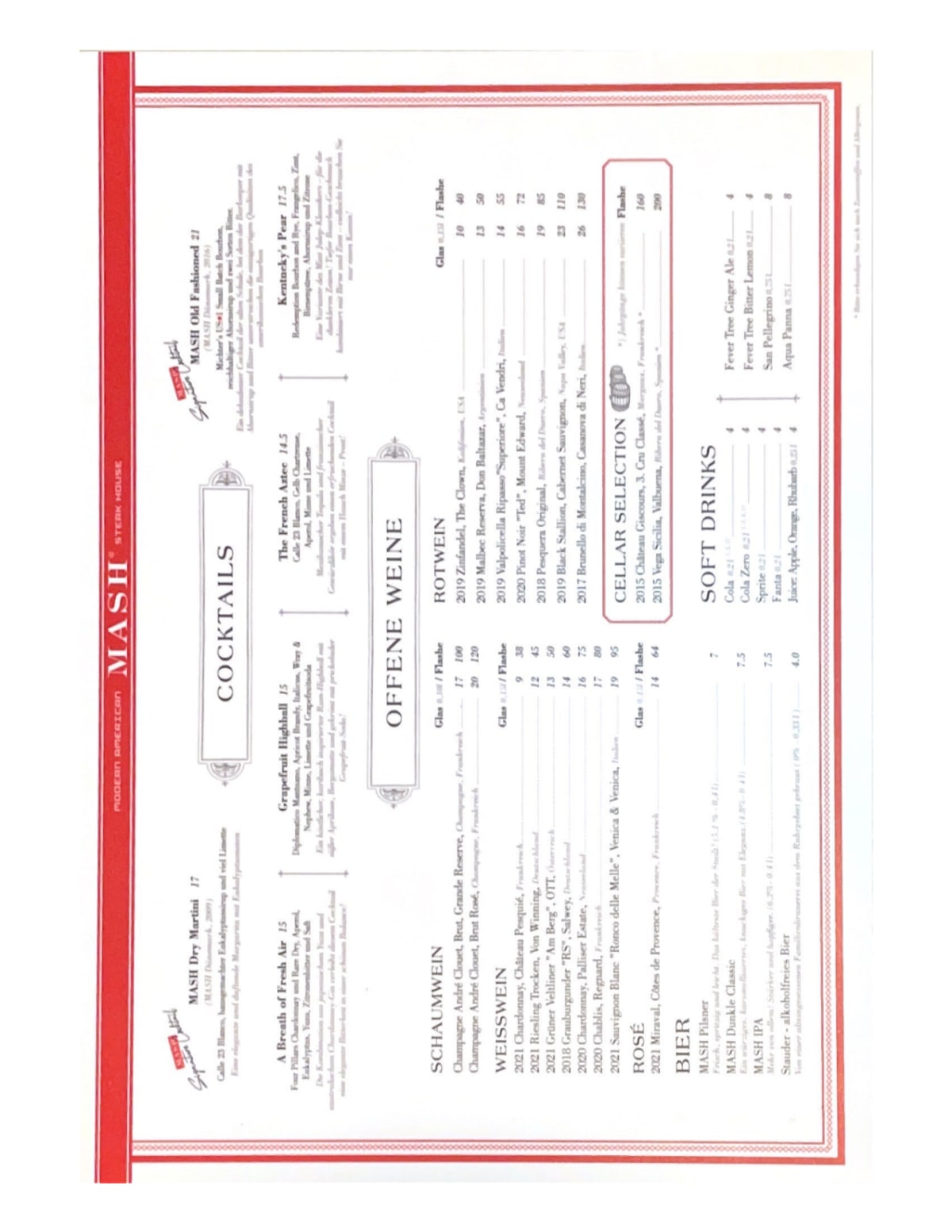 Menu 2024 - MASH Steakhouse in Hamburg | TheFork