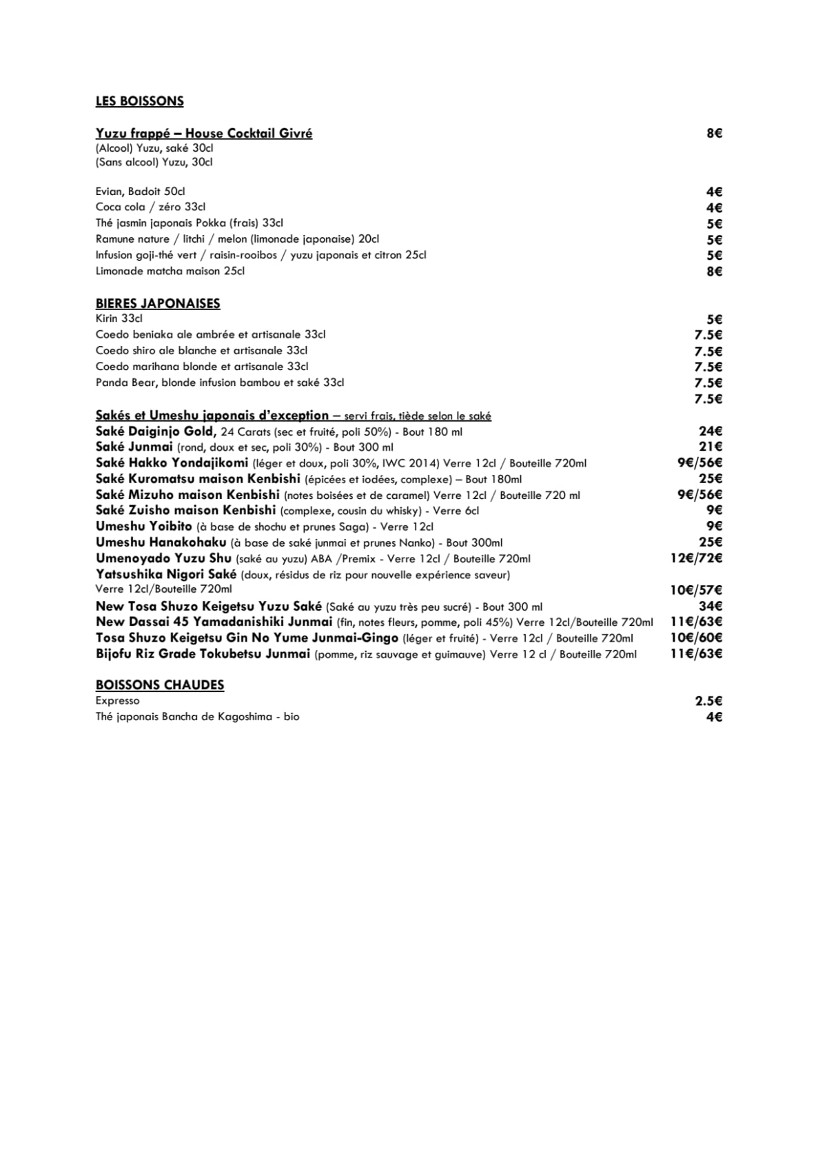 Menu 2024 - Yatai Ramen - Chateaudun in Paris | TheFork