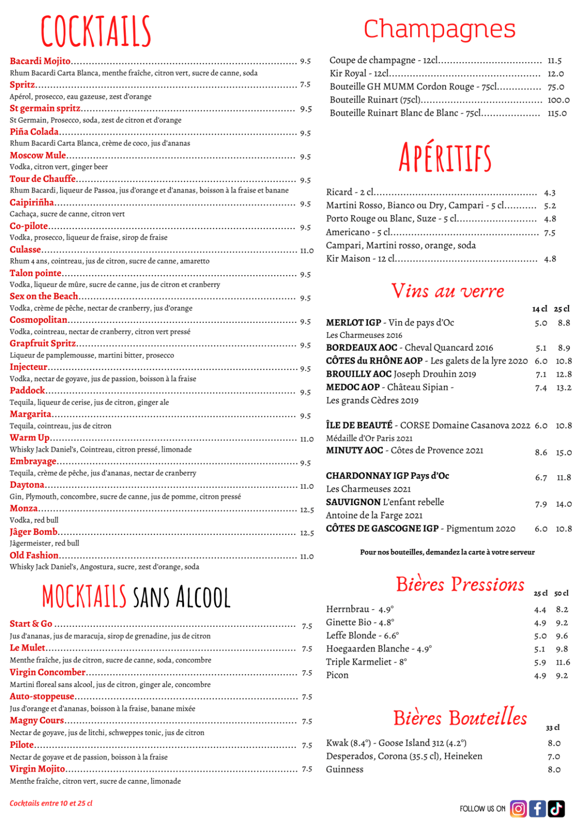 Carte et Menus 2024 - Auto Passion Café à Paris | TheFork