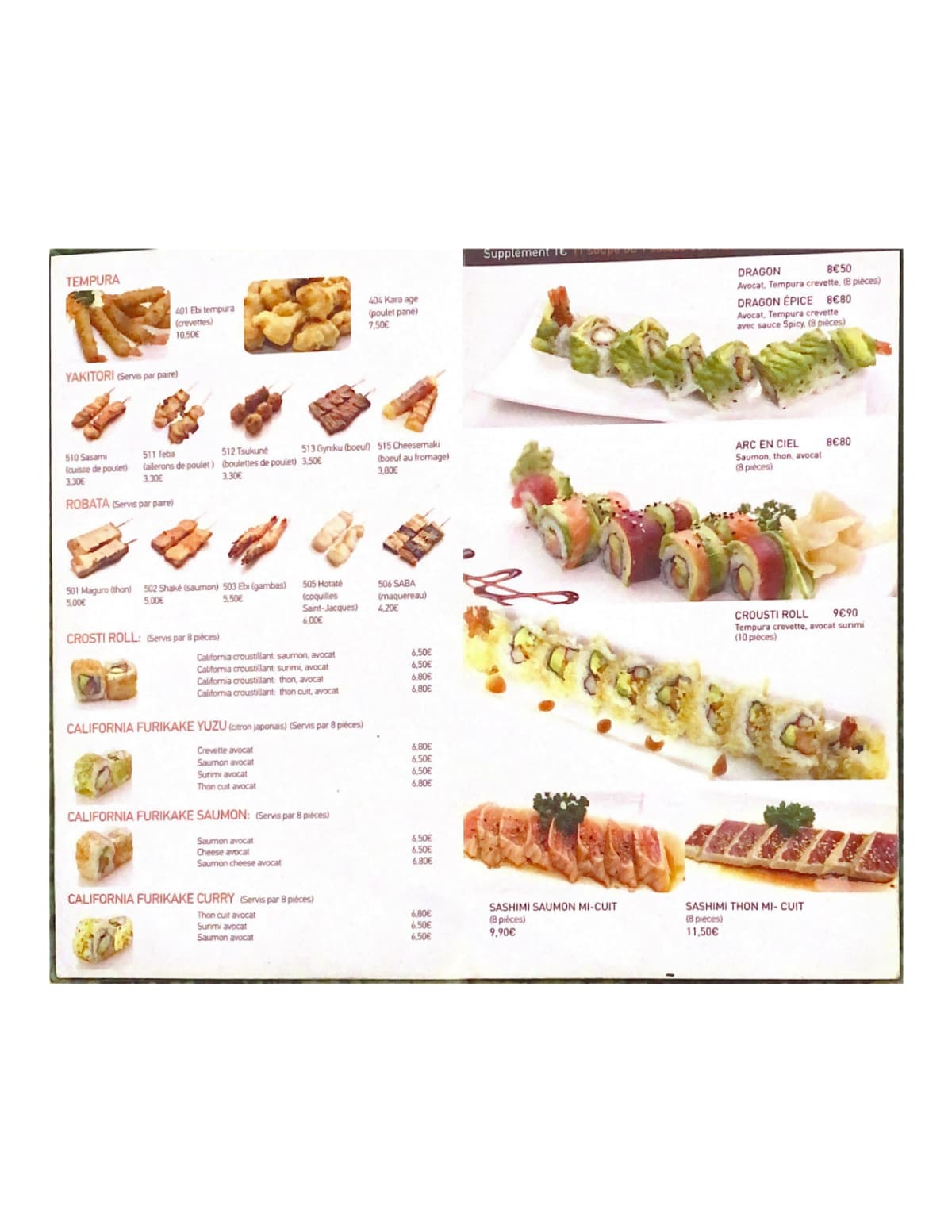 Carte et Menus 2024 - Canal Sushi à Paris | TheFork