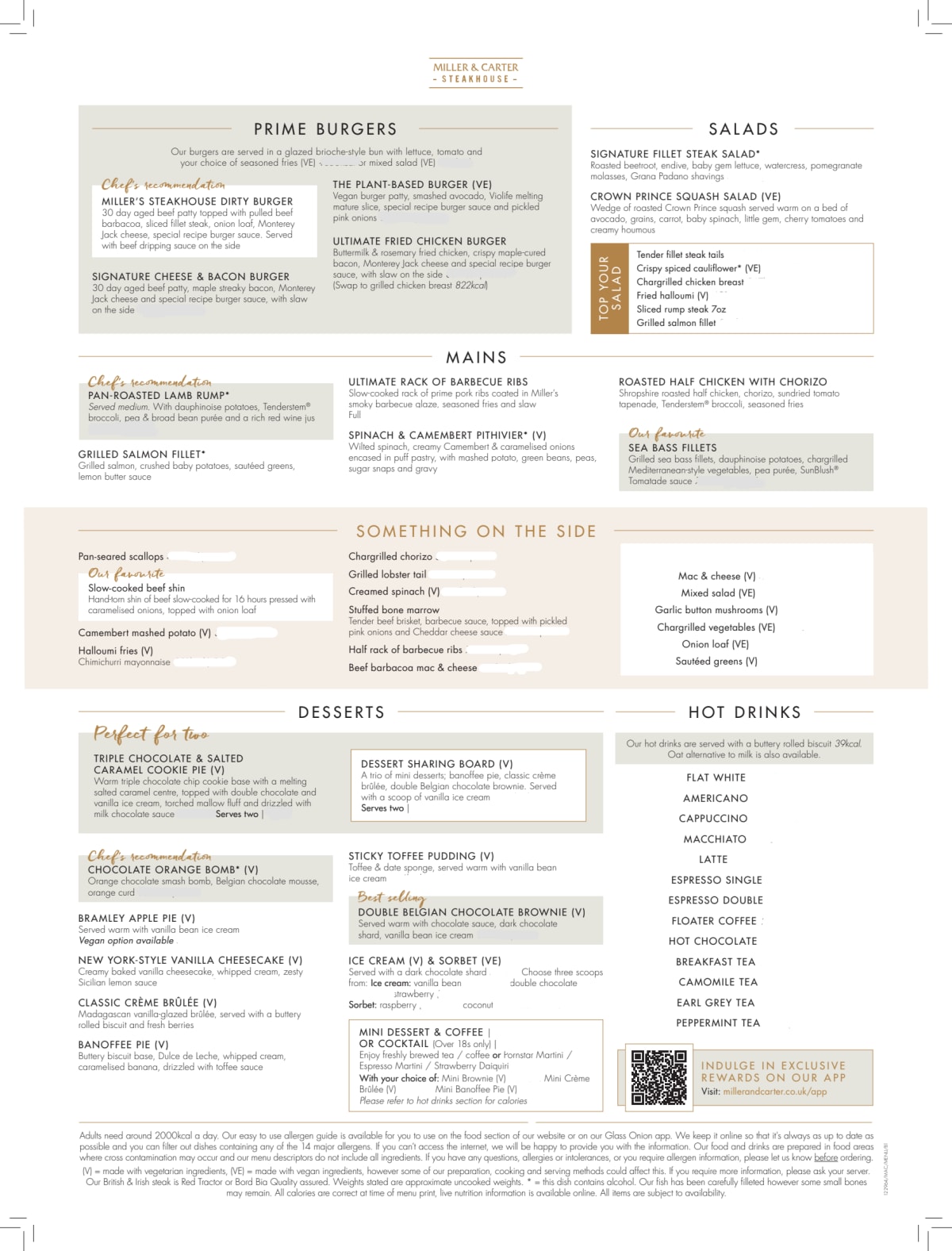 Menus 2024 - Miller & Carter - St Albans in St Albans | TheFork