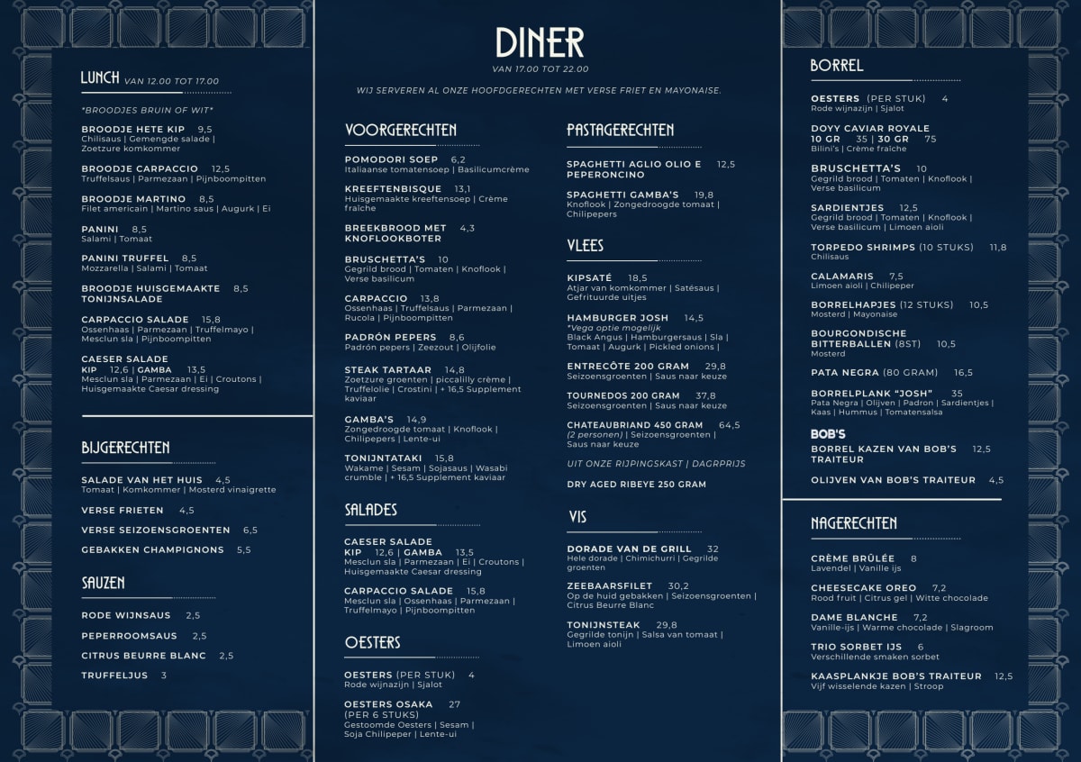 Menu 2024 - Grand Cafe Josh in Eindhoven | TheFork