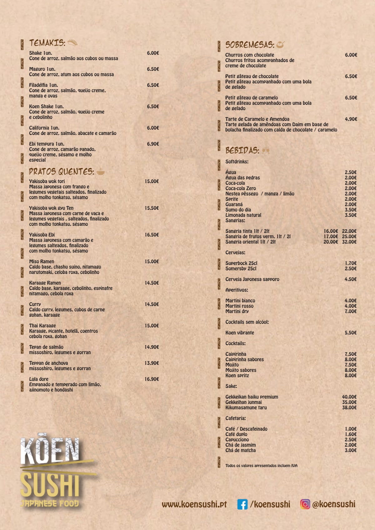 Menù completo e carta 2024 - Koen Sushi a Queluz | TheFork