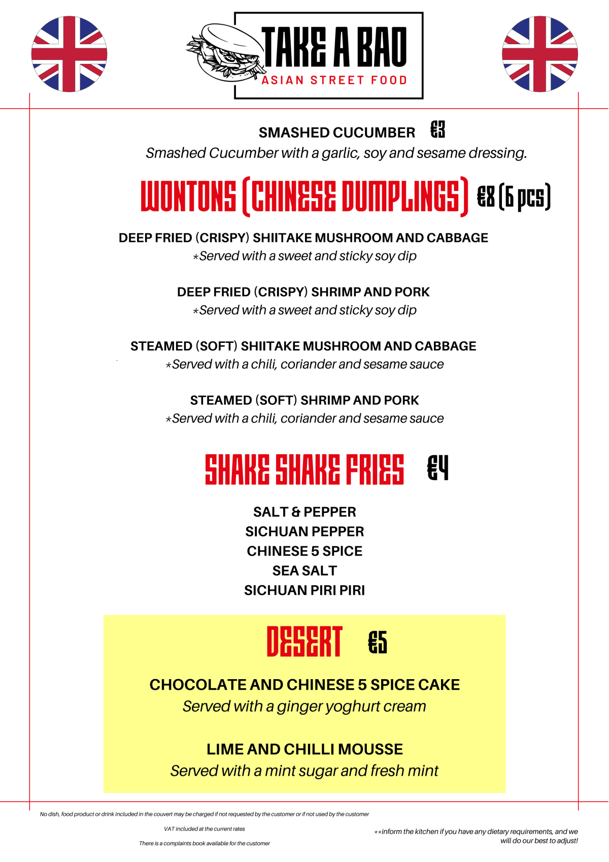 Carte et Menus 2023 - Take A Bao - Asian Street Food à Lagos | TheFork