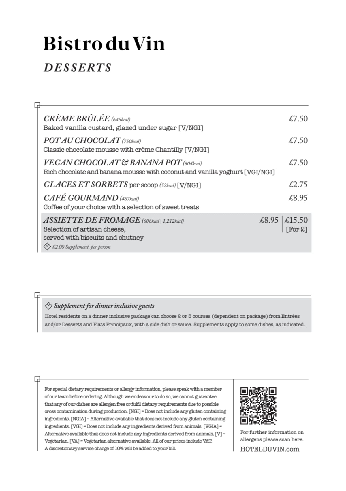 Carte et Menus 2023 - Bistro du Vin at Hotel Du Vin St. Andrews à St Andrews | TheFork