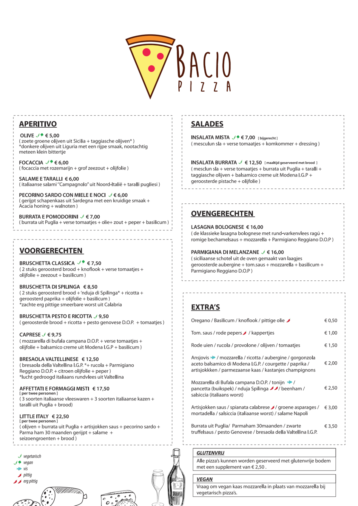 Menu 2024 - Bacio Pizza em Zaandam | TheFork