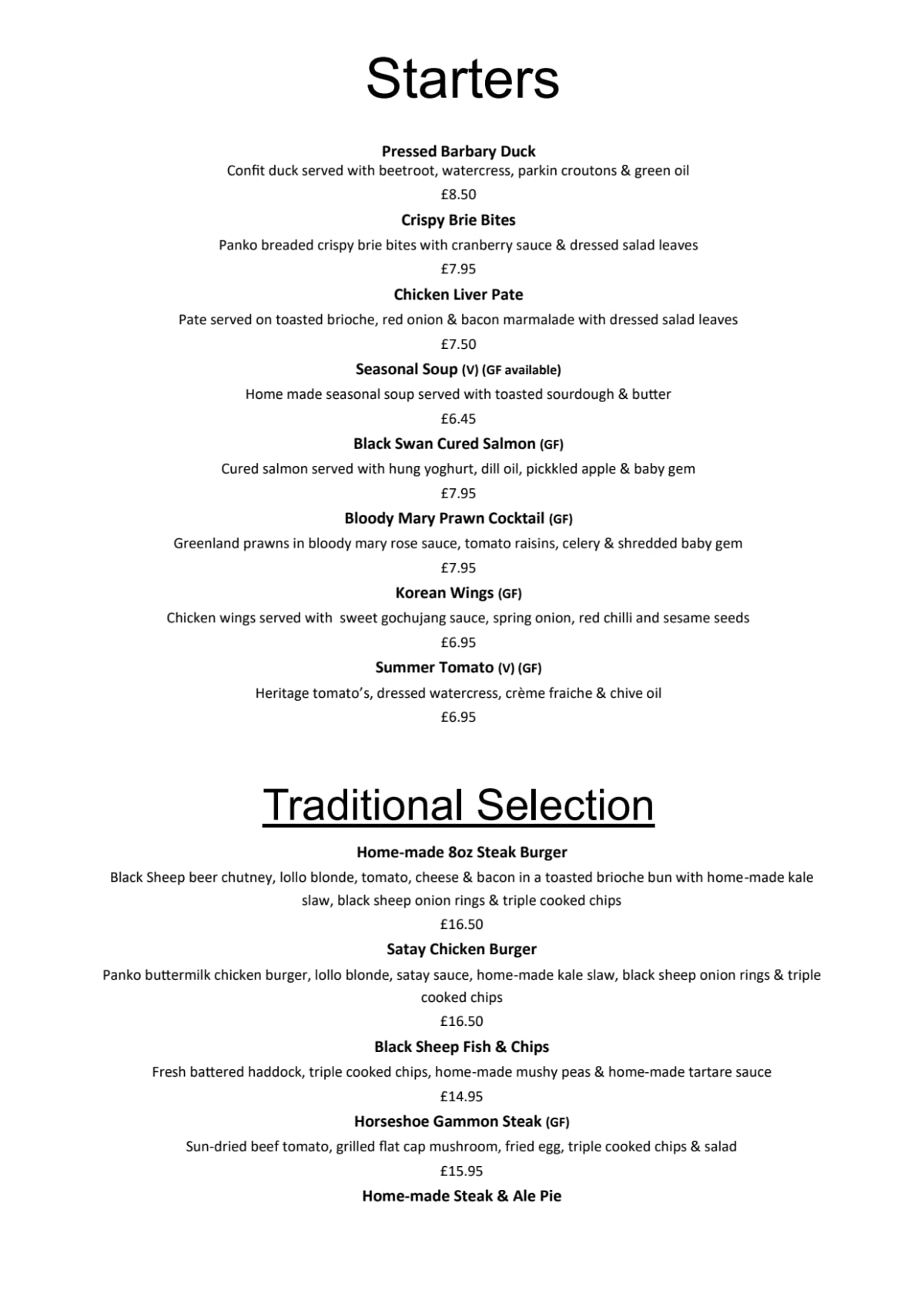 Menu 2024 - Black Swan in Ripon | TheFork