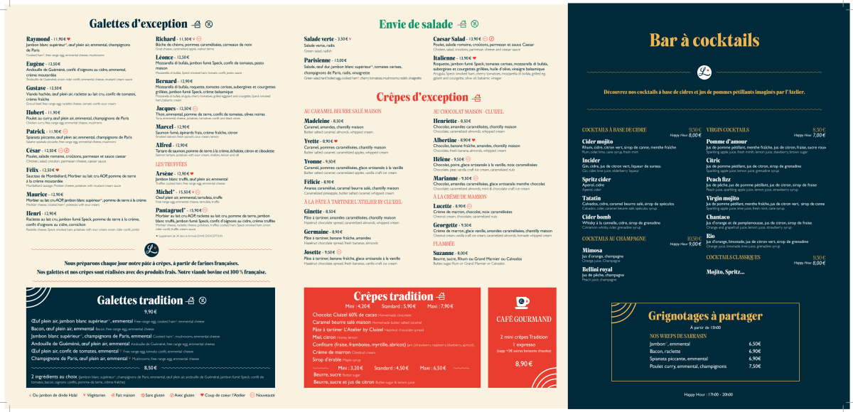 Menù completo e carta 2023 - L'Atelier Artisan Crêpier - Part Dieu a ...