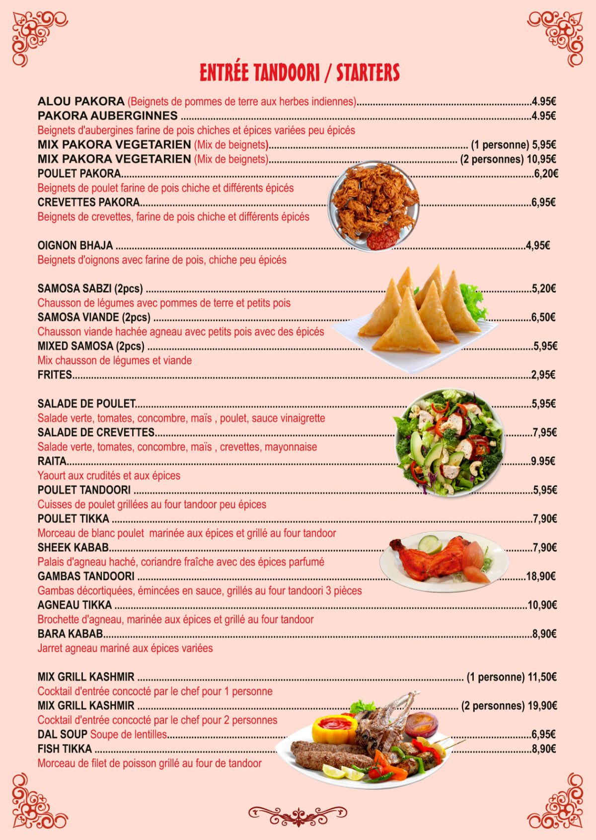 Menu 2024 - Les Délices Du Kashmir حلال in Les Pavillons-sous-Bois ...