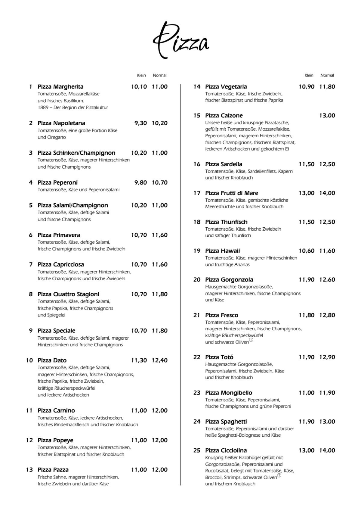 Carte et Menus 2024 - Pizza Dato à Mainz | TheFork