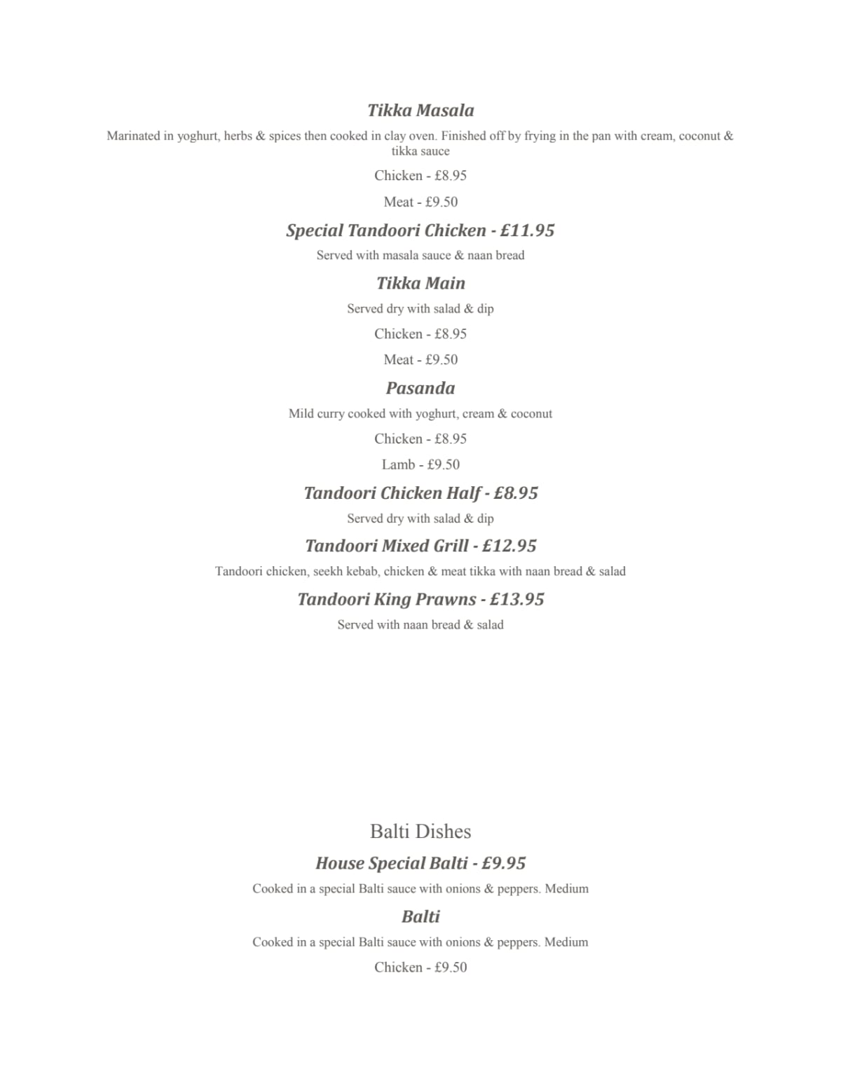 Carte et Menus 2024 - Light of Bengal à Winchester | TheFork