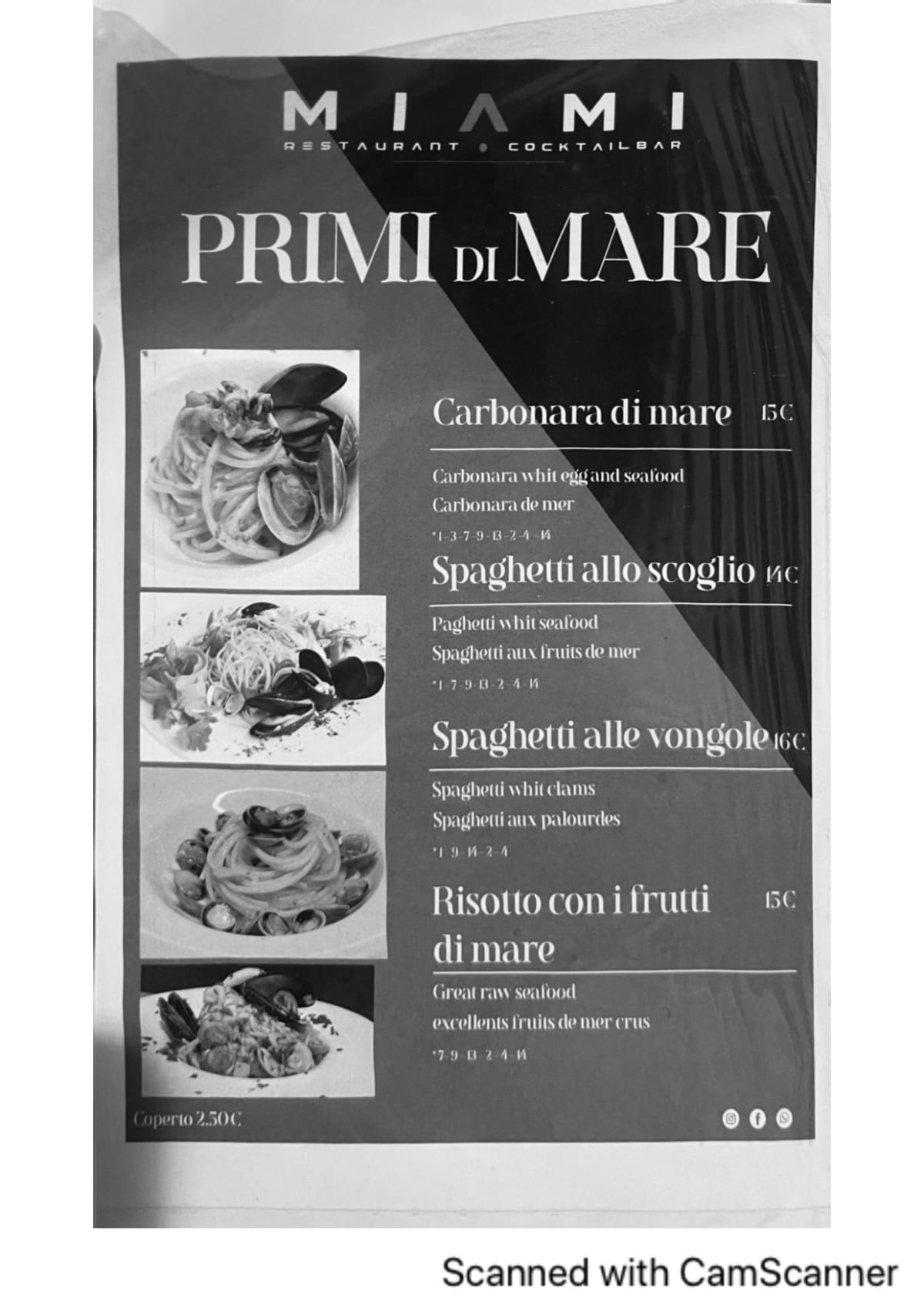 Carte et Menus 2024 - Miami Restaurant à Livourne | TheFork