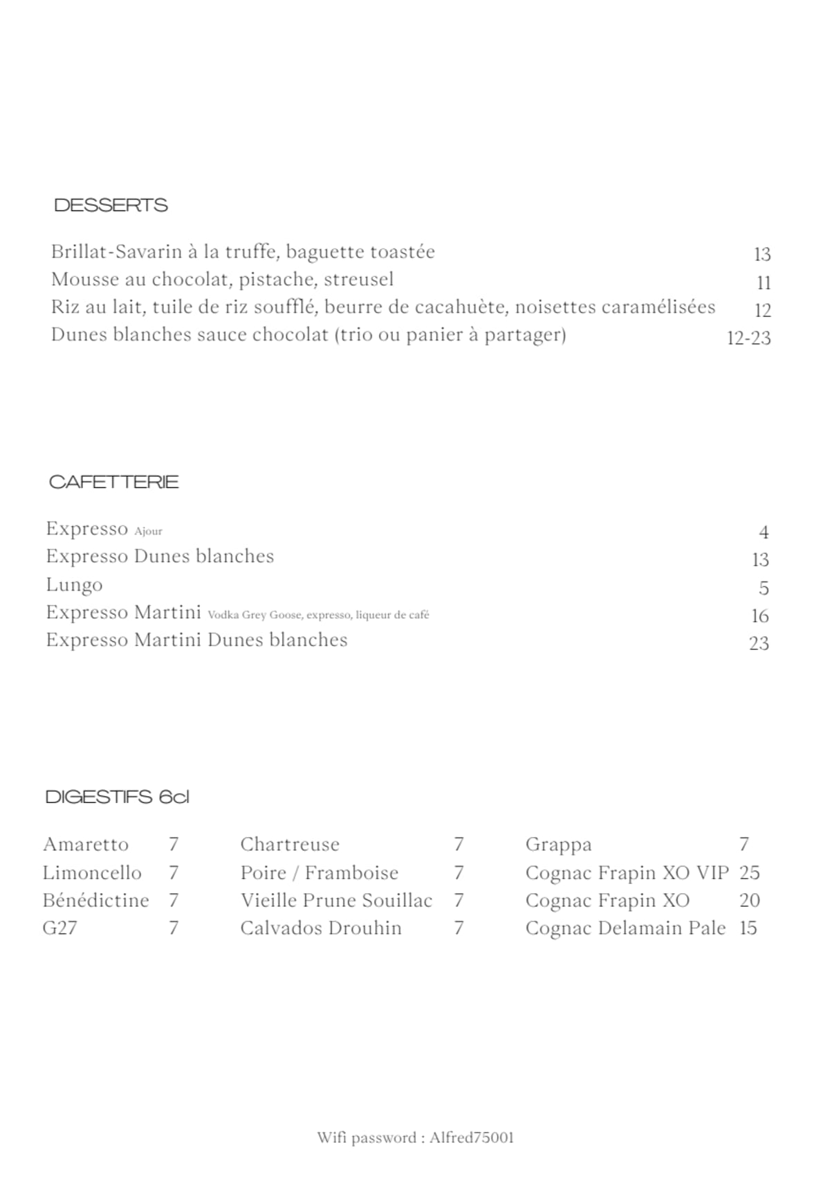 Carte et Menus 2023 - Alfred Paris à Paris | TheFork