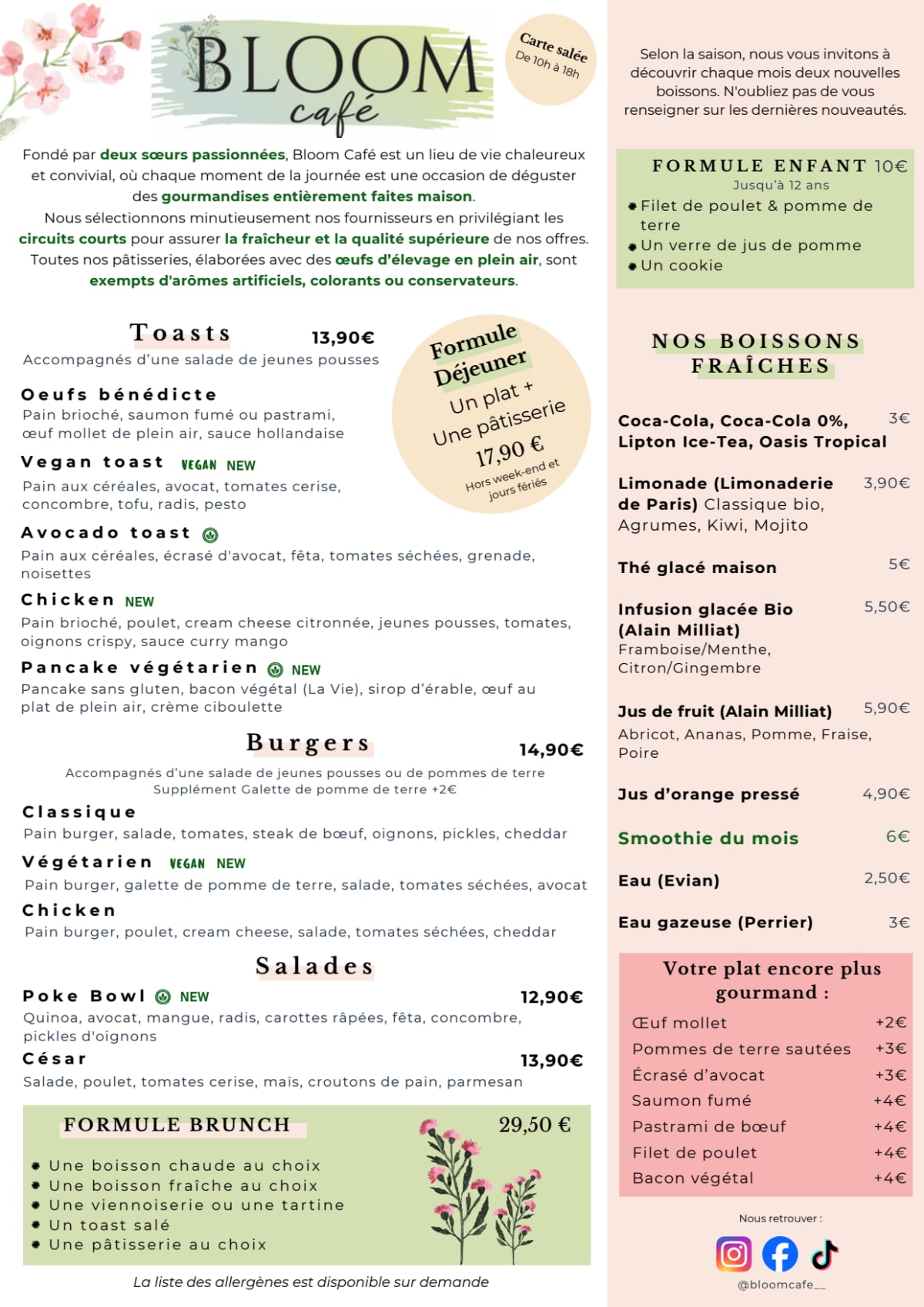 Carte et Menus 2024 - Bloom Café Colombes à Colombes | TheFork