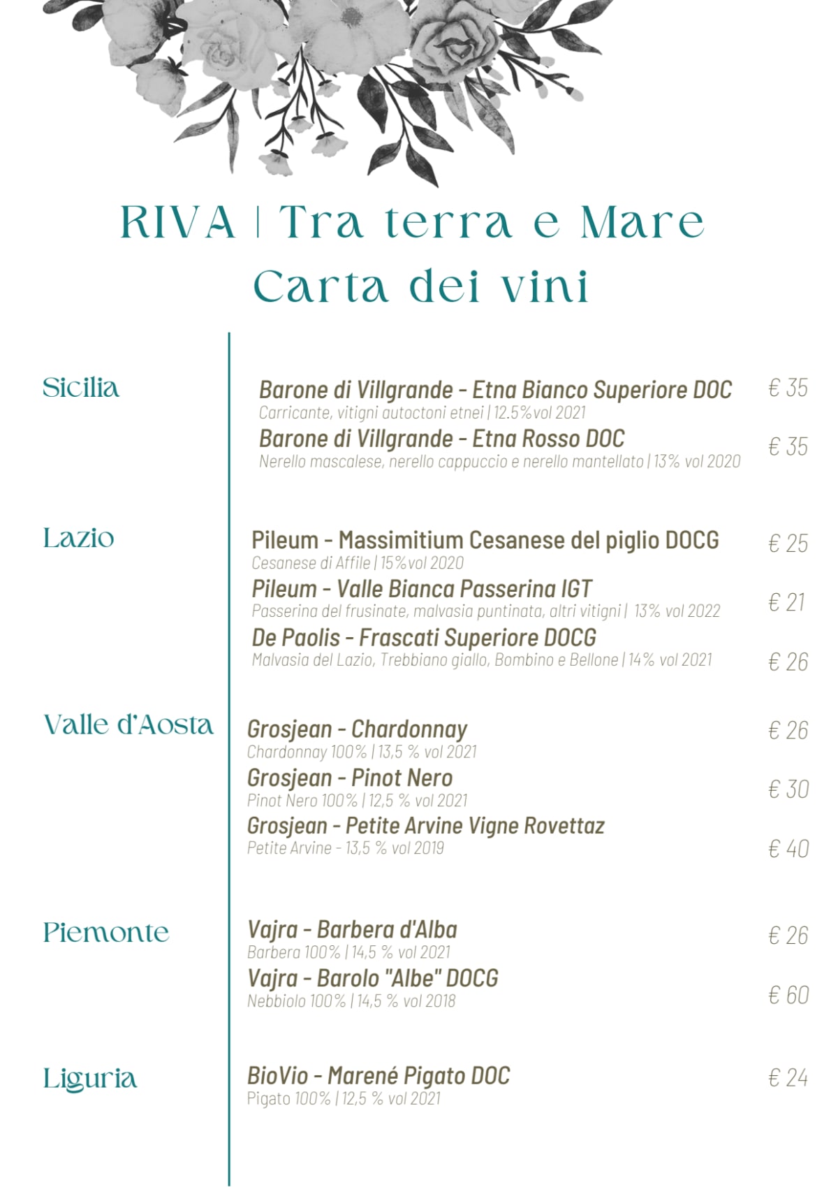 Menu 2024 - Riva in Pontinia | TheFork