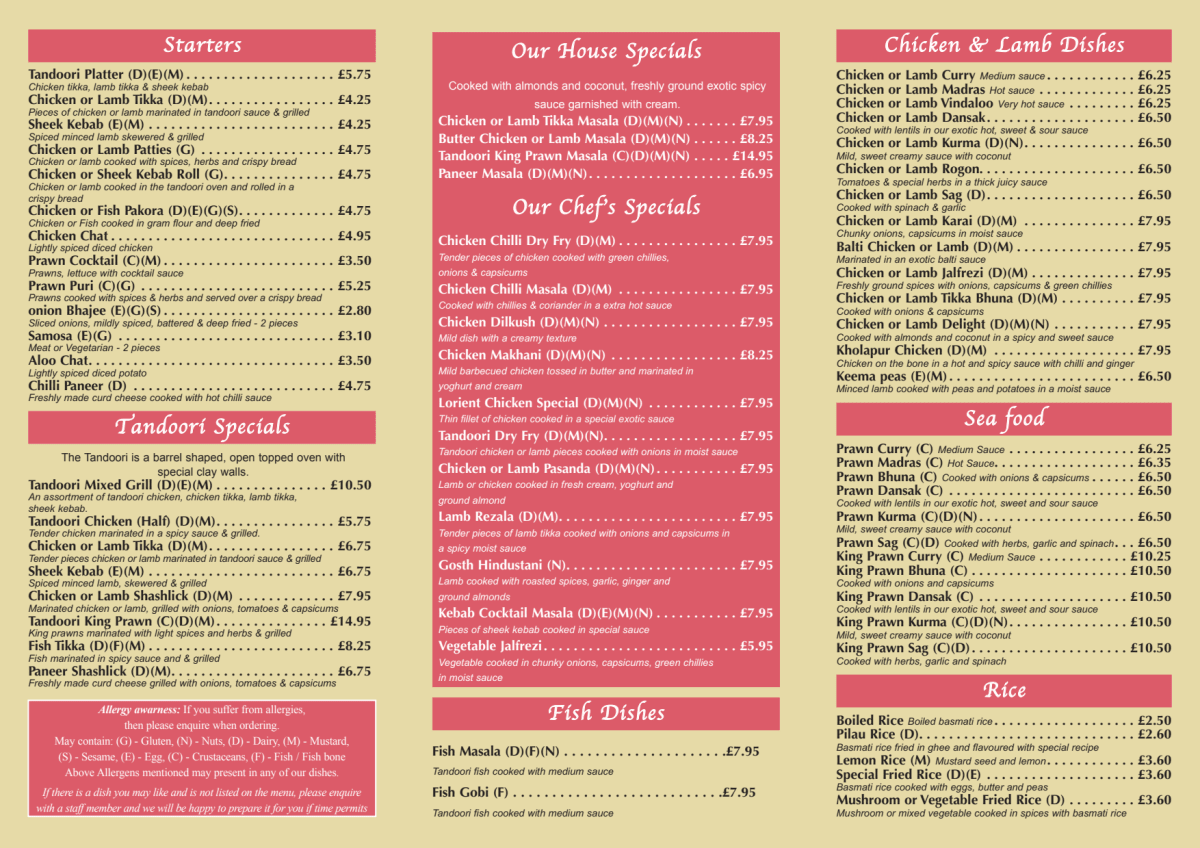 Menù completo e carta 2024 - Greenford Tandoori Restaurant a Greenford ...