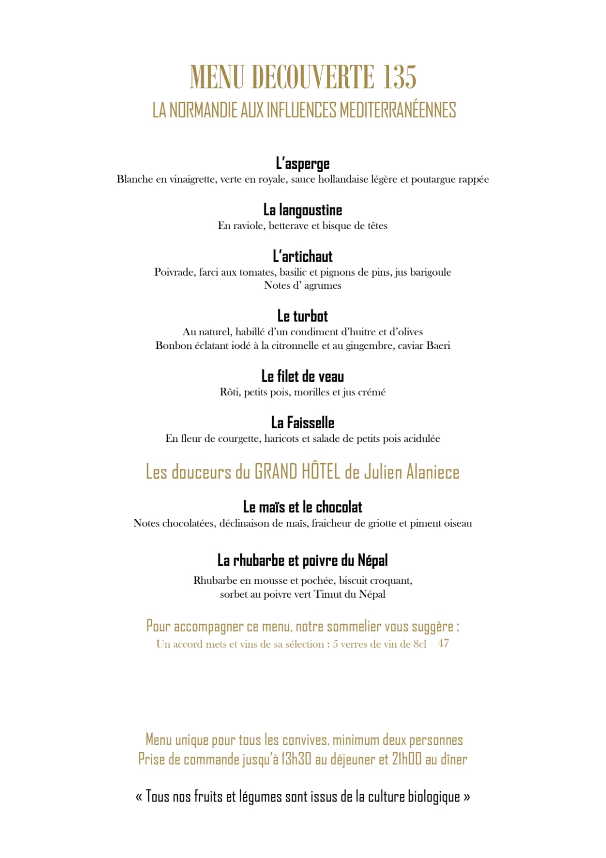 Menu 2023 - Le Balbec in Cabourg | TheFork