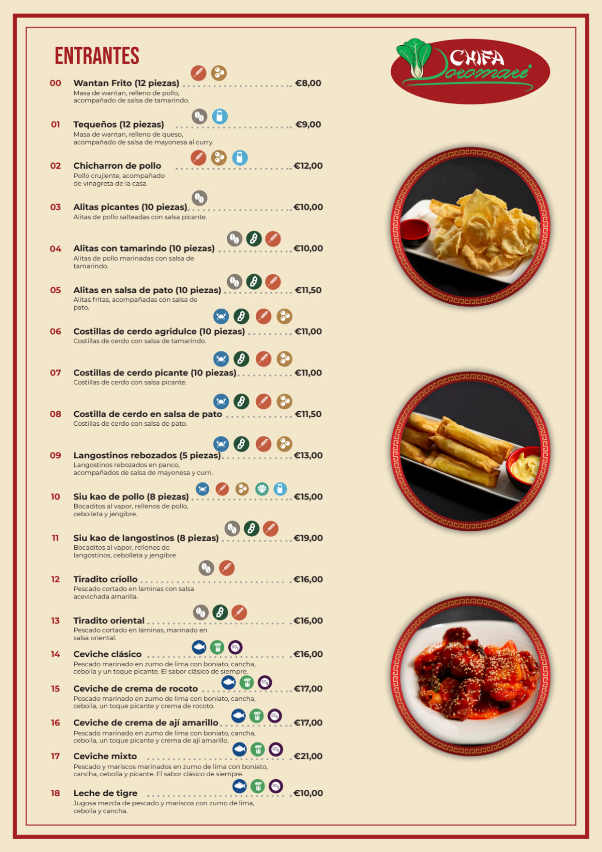 Carte et Menus 2024 - Chifa Doromari Vallecas à Madrid | TheFork
