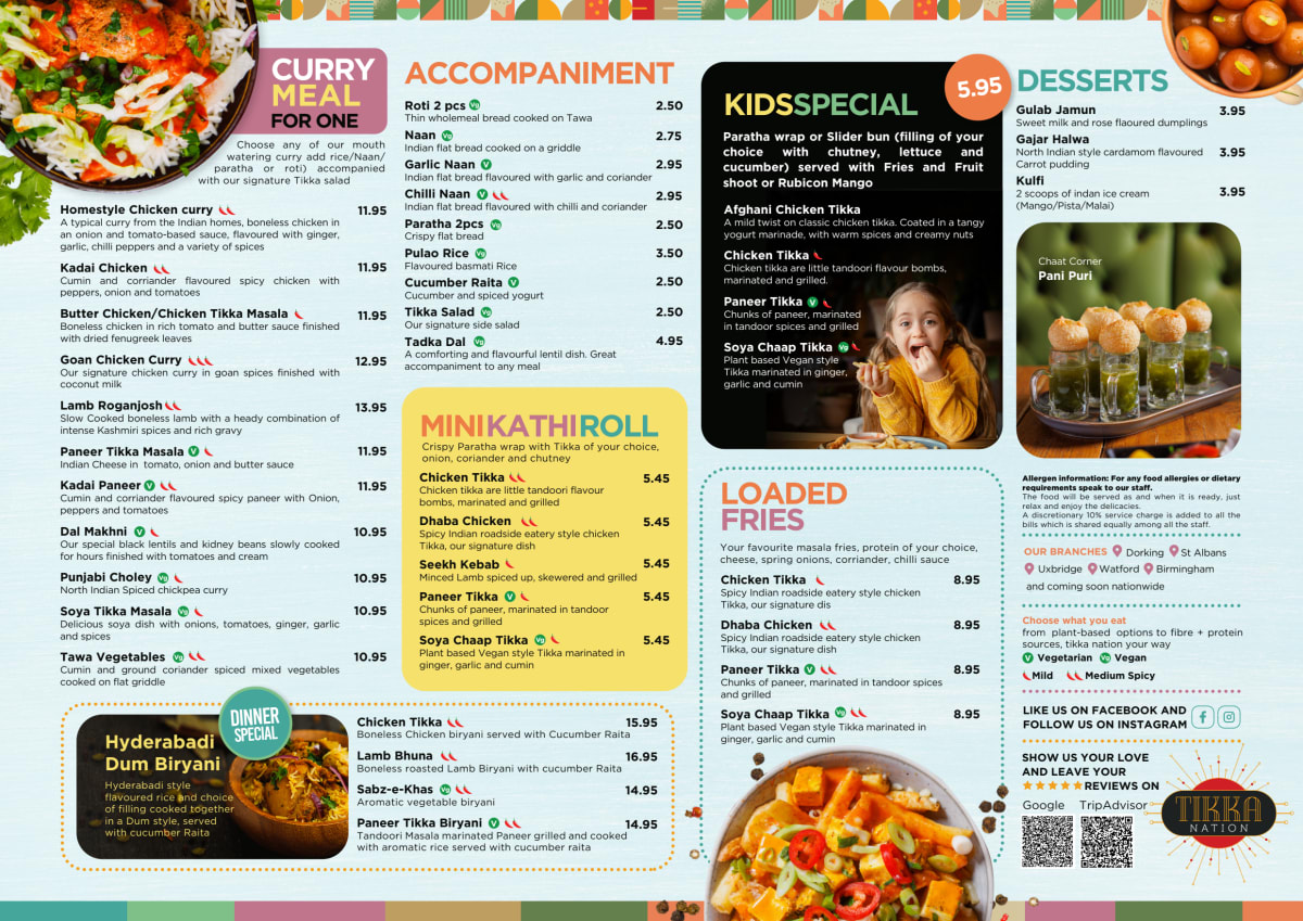 Menus 2024 - Tikka Nation - Dorking in Dorking | TheFork