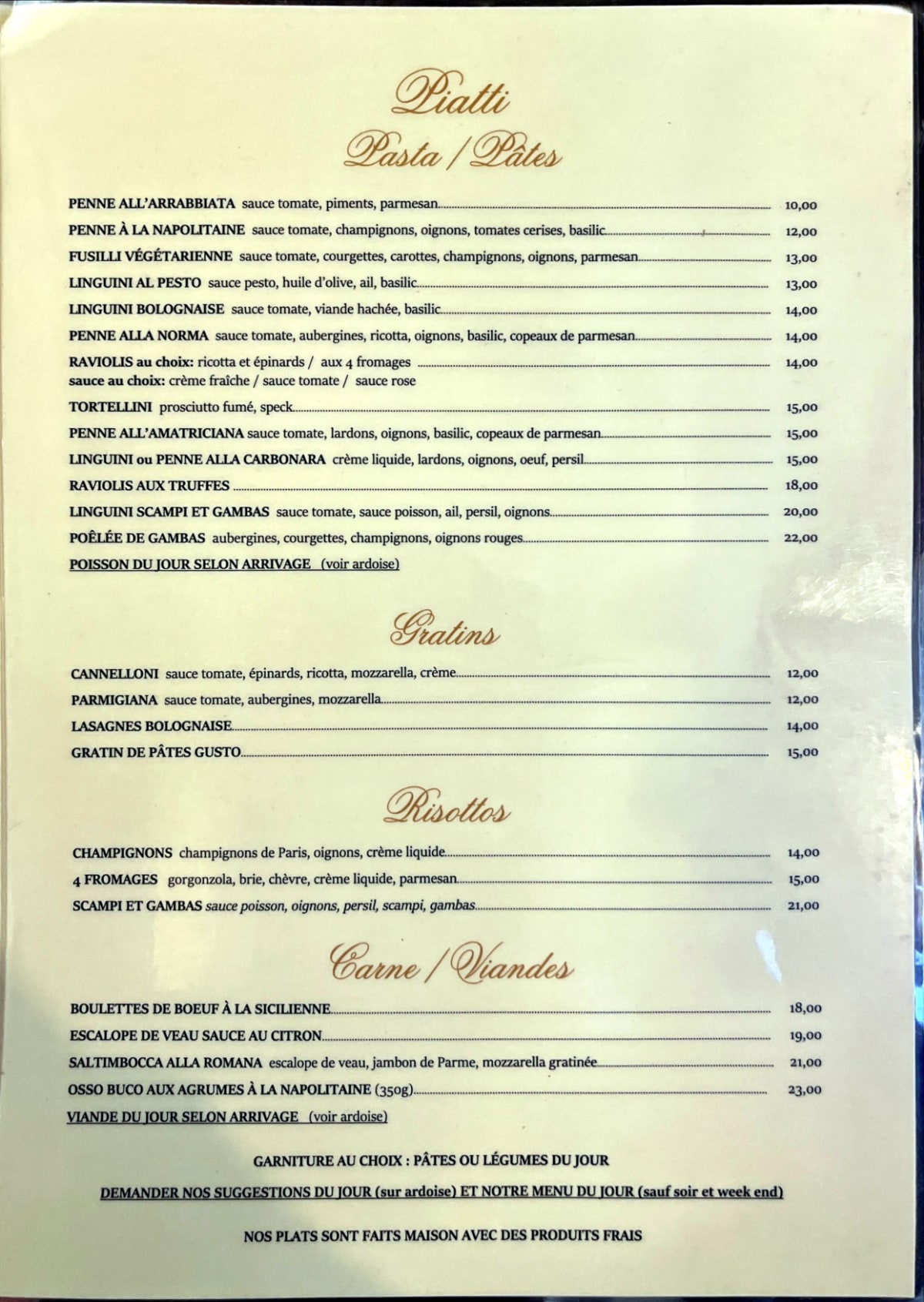 Menu 2024 - Gusto Italia in Paris | TheFork