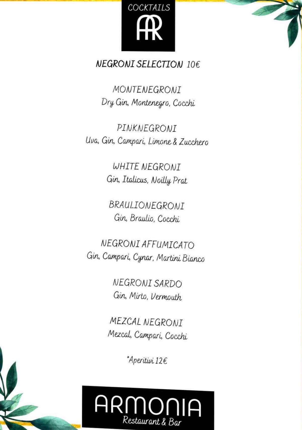 Menù completo e carta 2024 - Armonia a Milano | TheFork