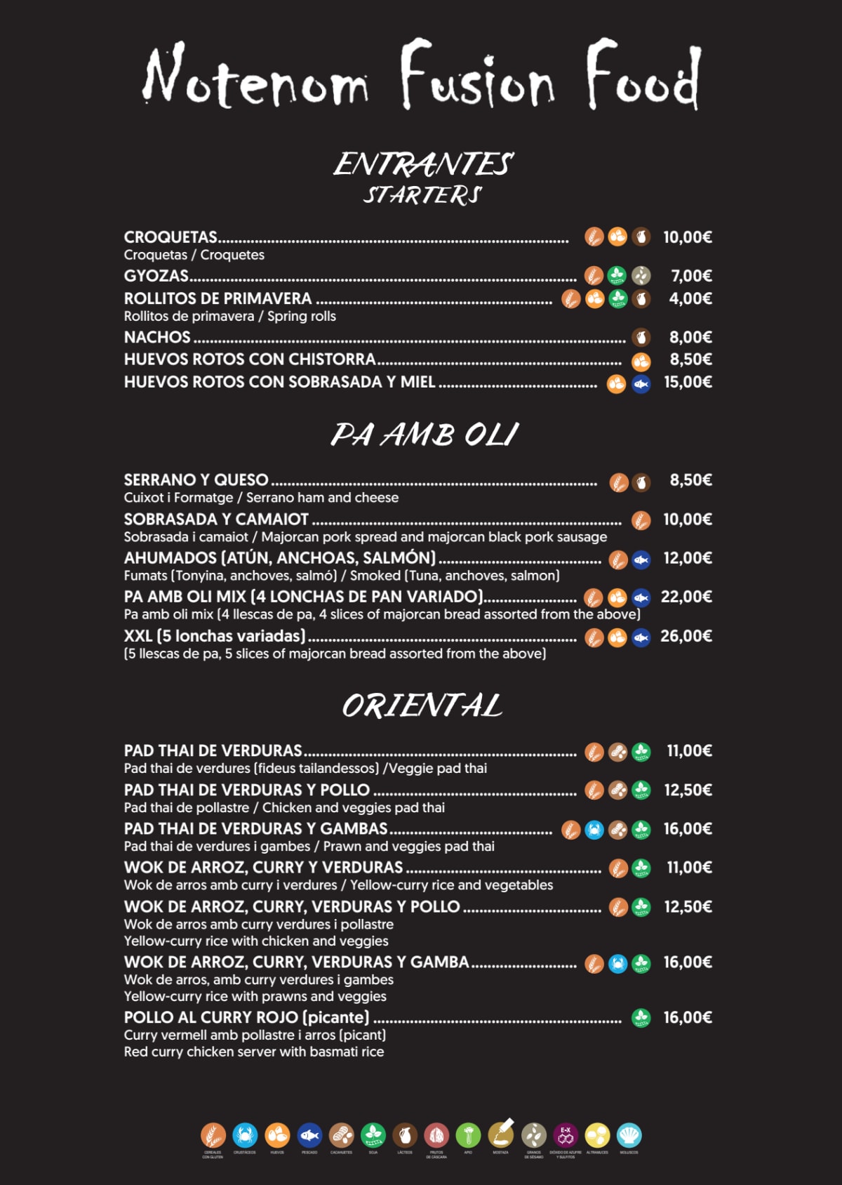 Carte et Menus 2024 - Notenom Fusion Food à Costitx | TheFork