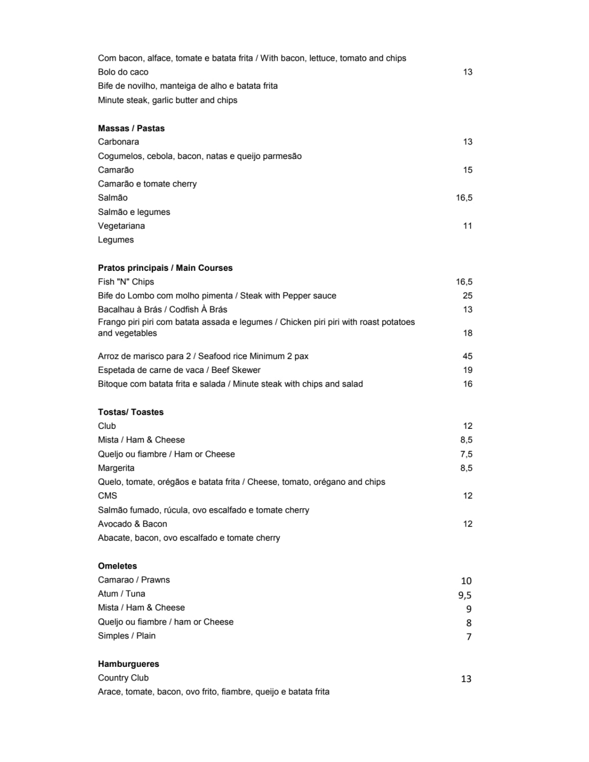 Carte et Menus 2024 - Hole in One Restaurant and Lounge Bar à Monsanto ...