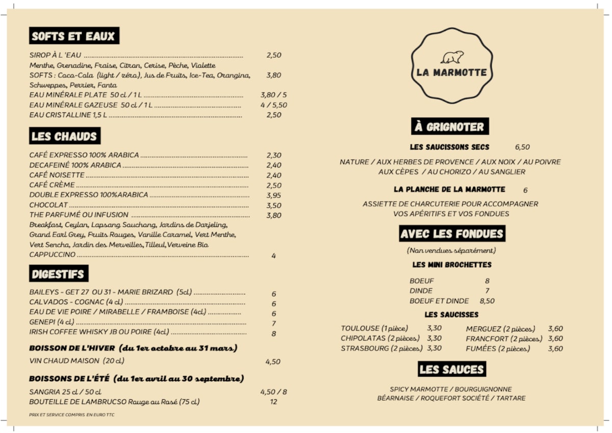 Carte et Menus 2023 - La Marmotte à Rouen | TheFork